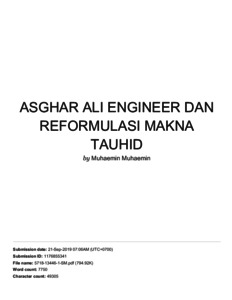 Asghar Ali Engineer dan Reformulasi Makna Tauhid - Repositori UIN Alauddin Makassar